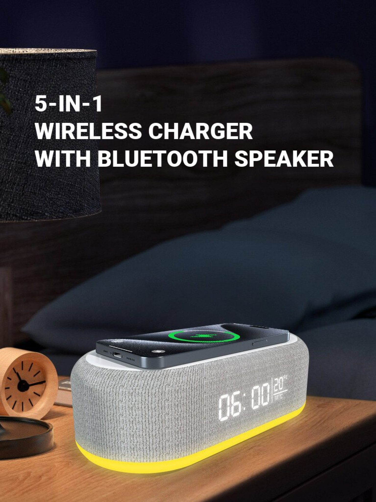 5-in-1 Wireless Charger with Bluetooth Speaker | Bello Bello
